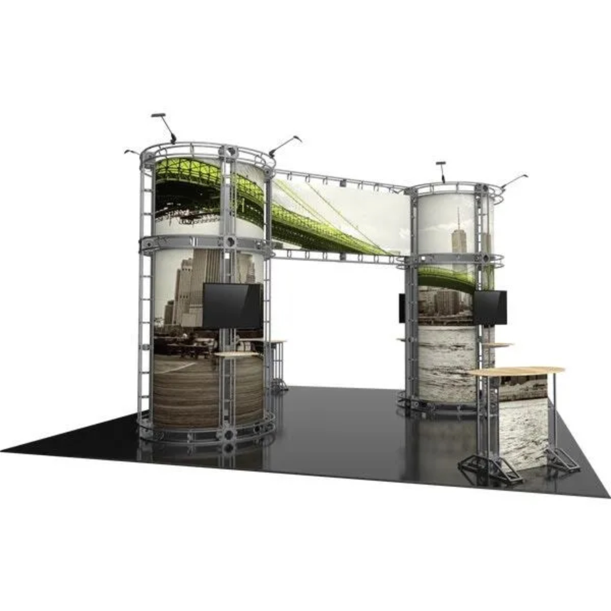 20X20x11 Tall Truss Island Display QPS 06 with Dual Towers and Four TV ...