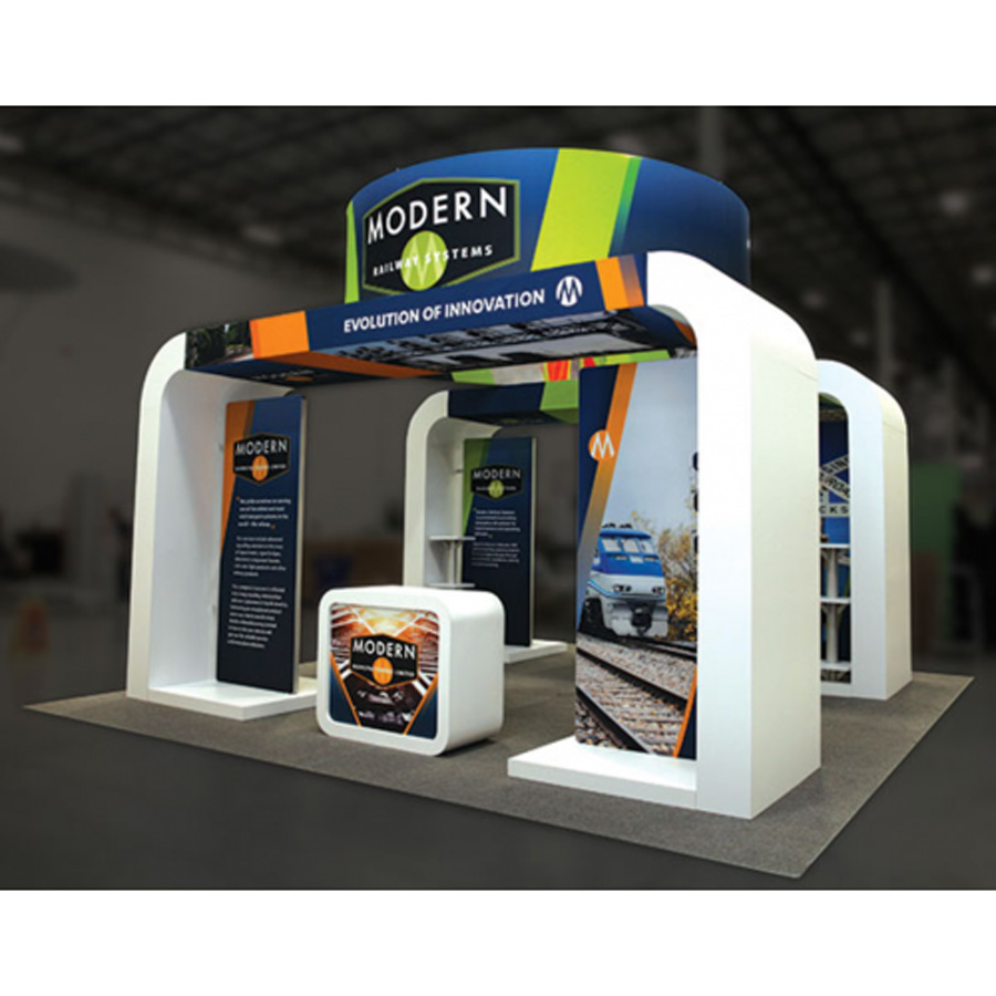 20x20 Trade Show Island Display Hybrid QPS03 with Circular Display and ...