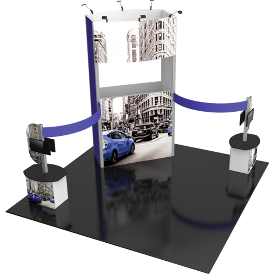 20x20 Trade Show Island Display Hybrid QPS02 with Central Tower and ...
