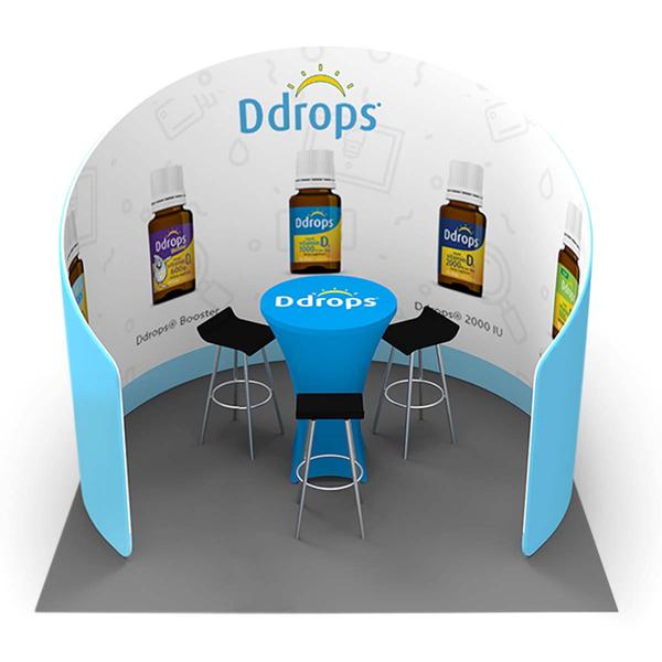 10x10 Trade Show Booth Formulate Fabric QPS03 with Circular Backwall ...